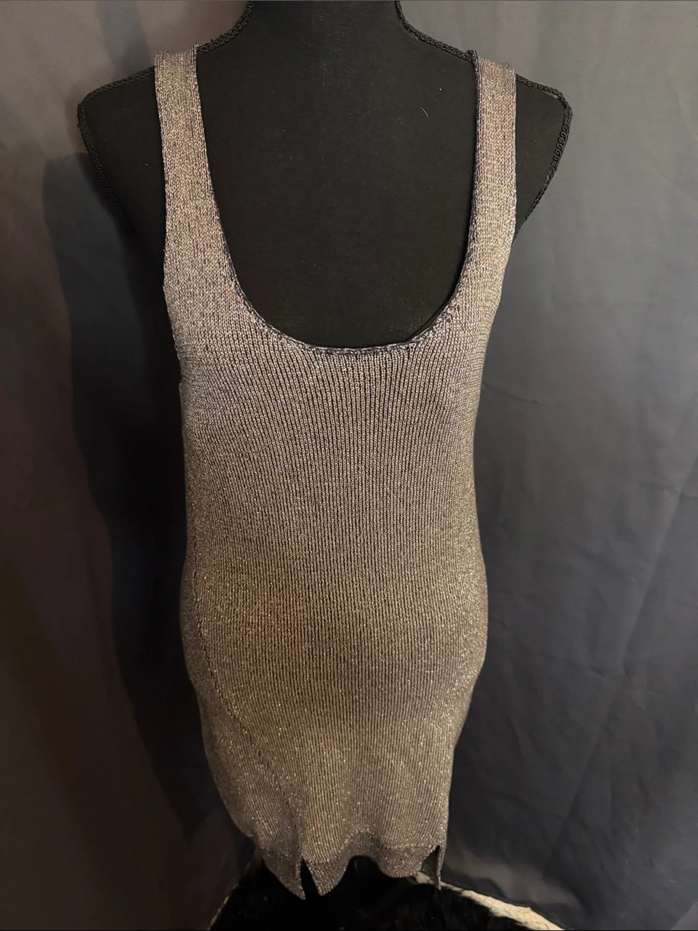 Stylestalker | Dresses | Stylestalker Metallic Silver Knit Tank Dress ...